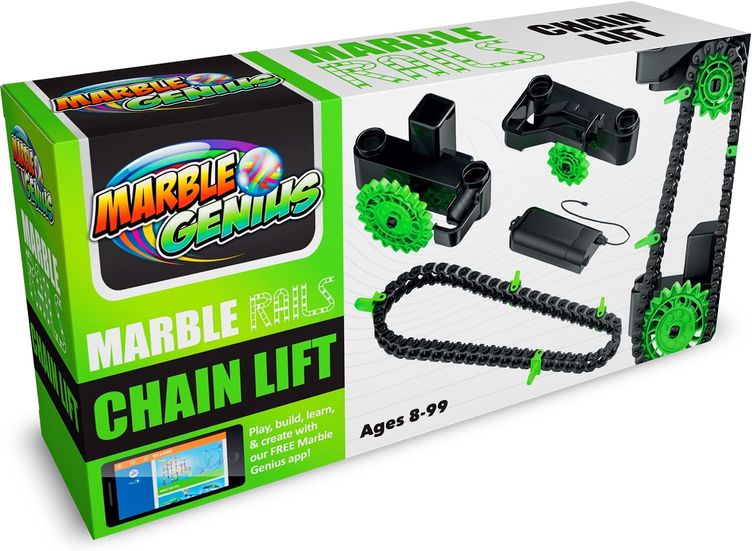 Marble Genius Toy Set: Automatic Chain Lift Marble Run Accessory ...