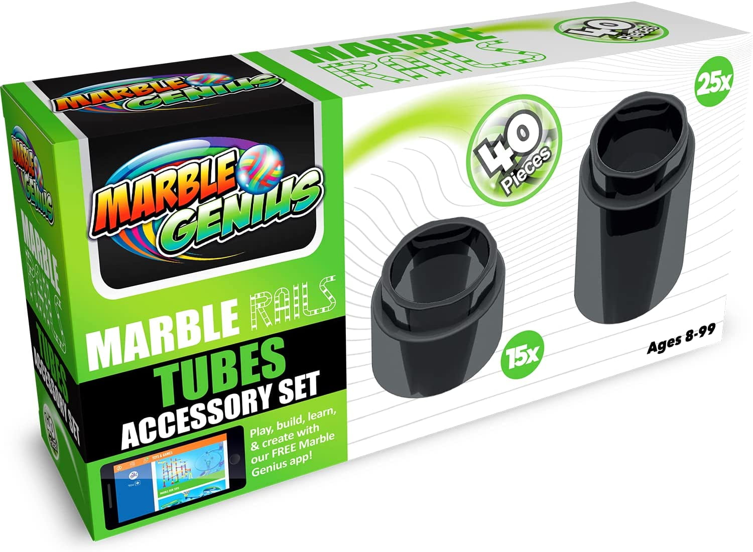 Marble Genius STEM Maze: 40-Piece Run Set with Tubes, App Access, Ages ...