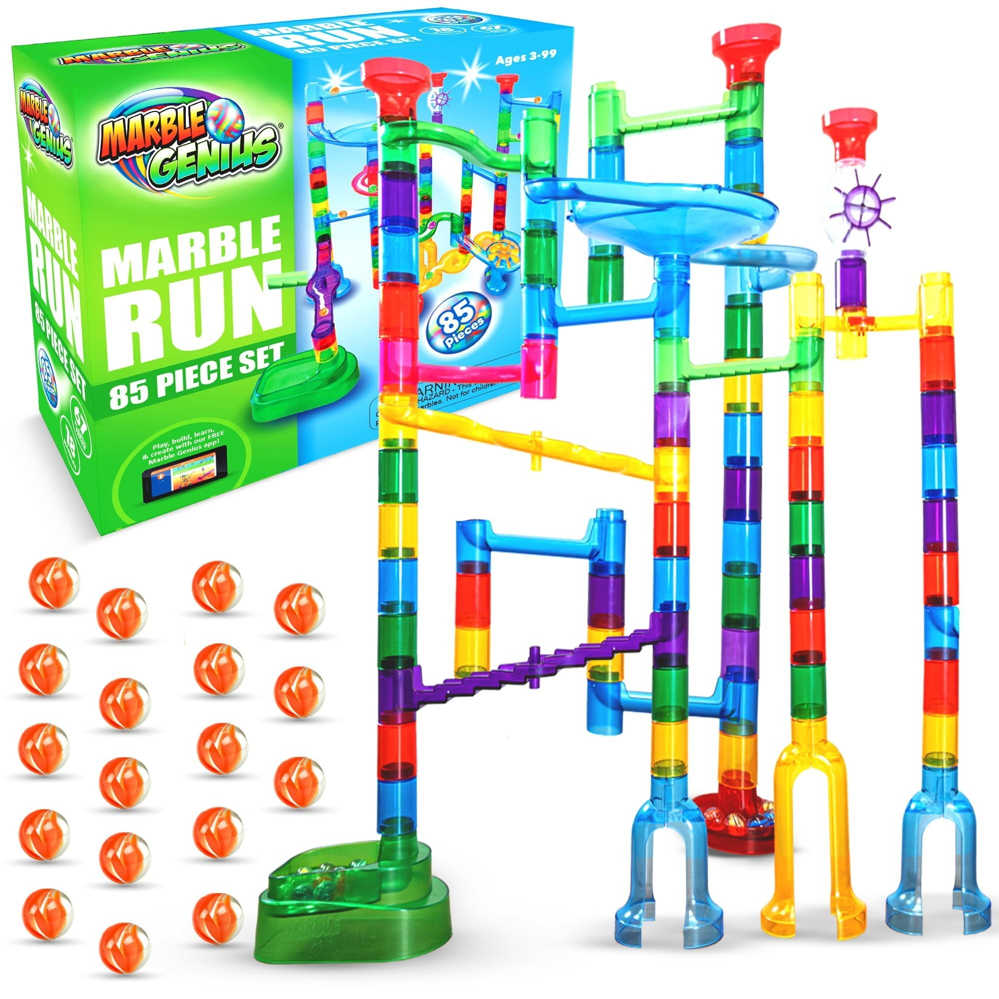 Marble Genius Marble Run - 85 Complete Pieces Maze Track Easter Toys ...