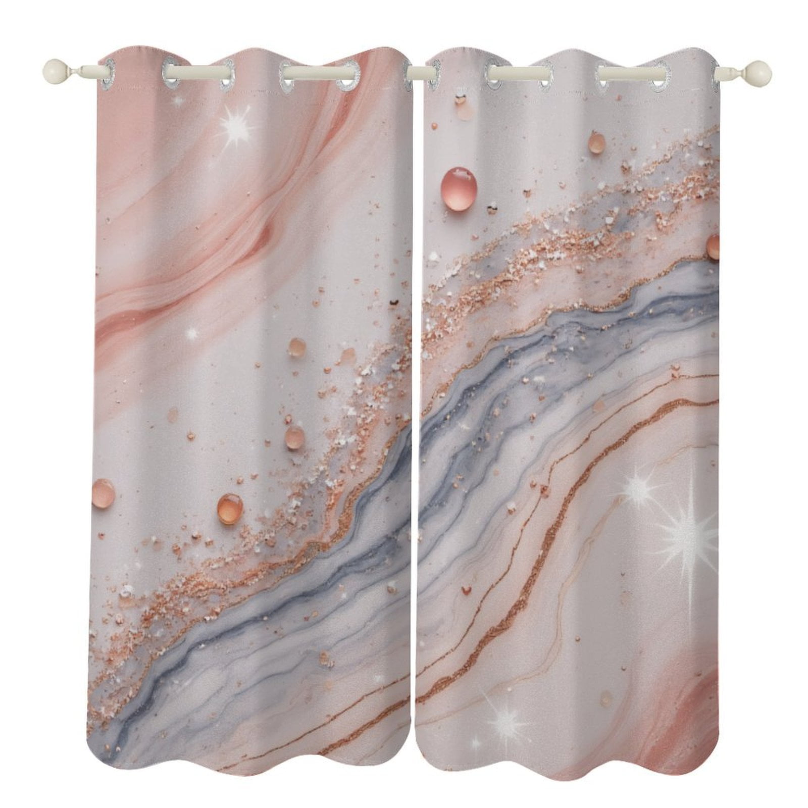 Marble Glitter Sparkle Art Blackout Window Curtains for Bedroom Living ...