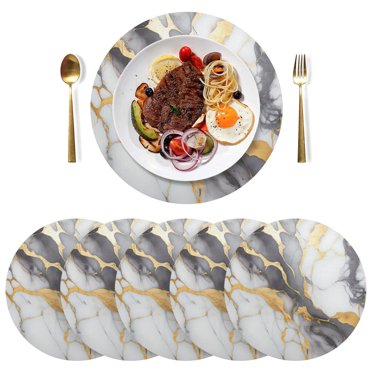 Waves Black Round Placemats Plate Mats 15 Inch Non-Slip Heat Resistant ...