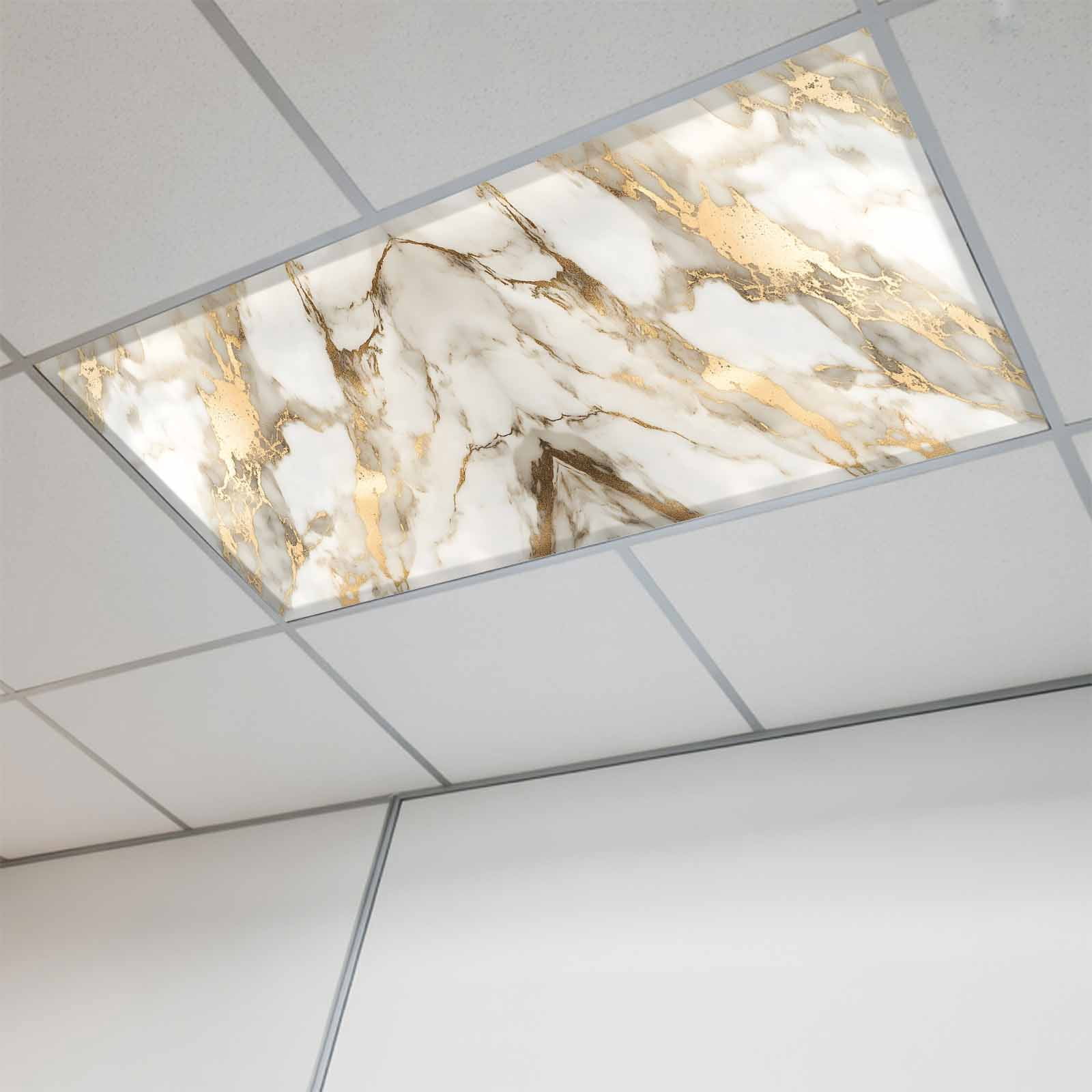 Marble Gold Magnetic Fluorescent Light Covers for Ceiling Lights 2x4Ft ...