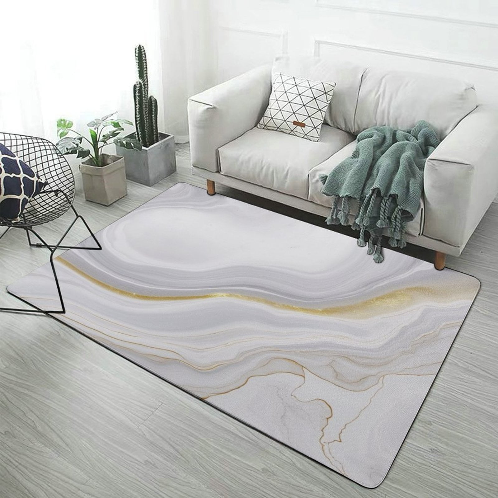 Marble Gold Vein Texture Carpet Style Living Room Bedroom Rug Soft ...