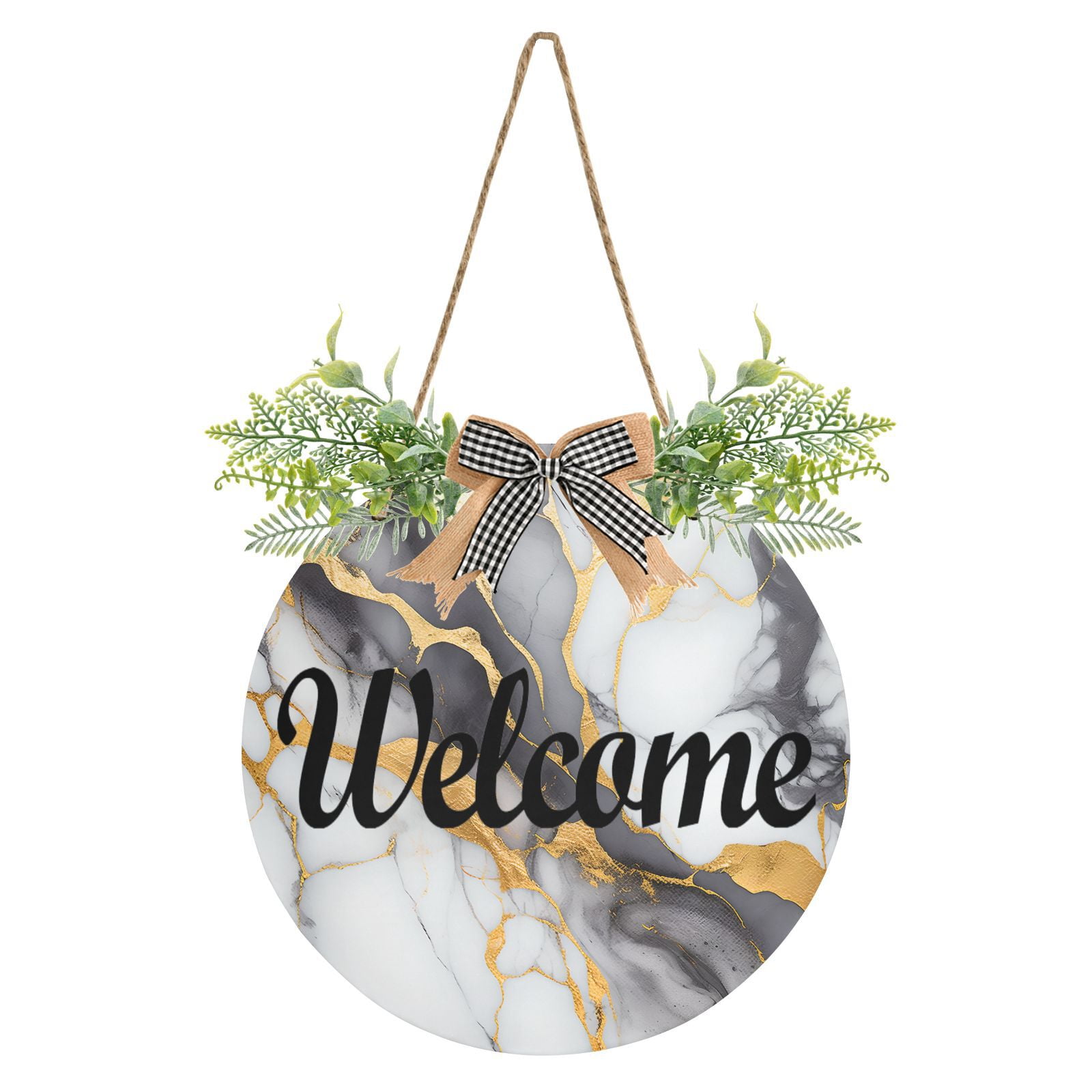 Marble Gold Welcome Sign for Front Door Wreath Door Sign for Farmhouse ...