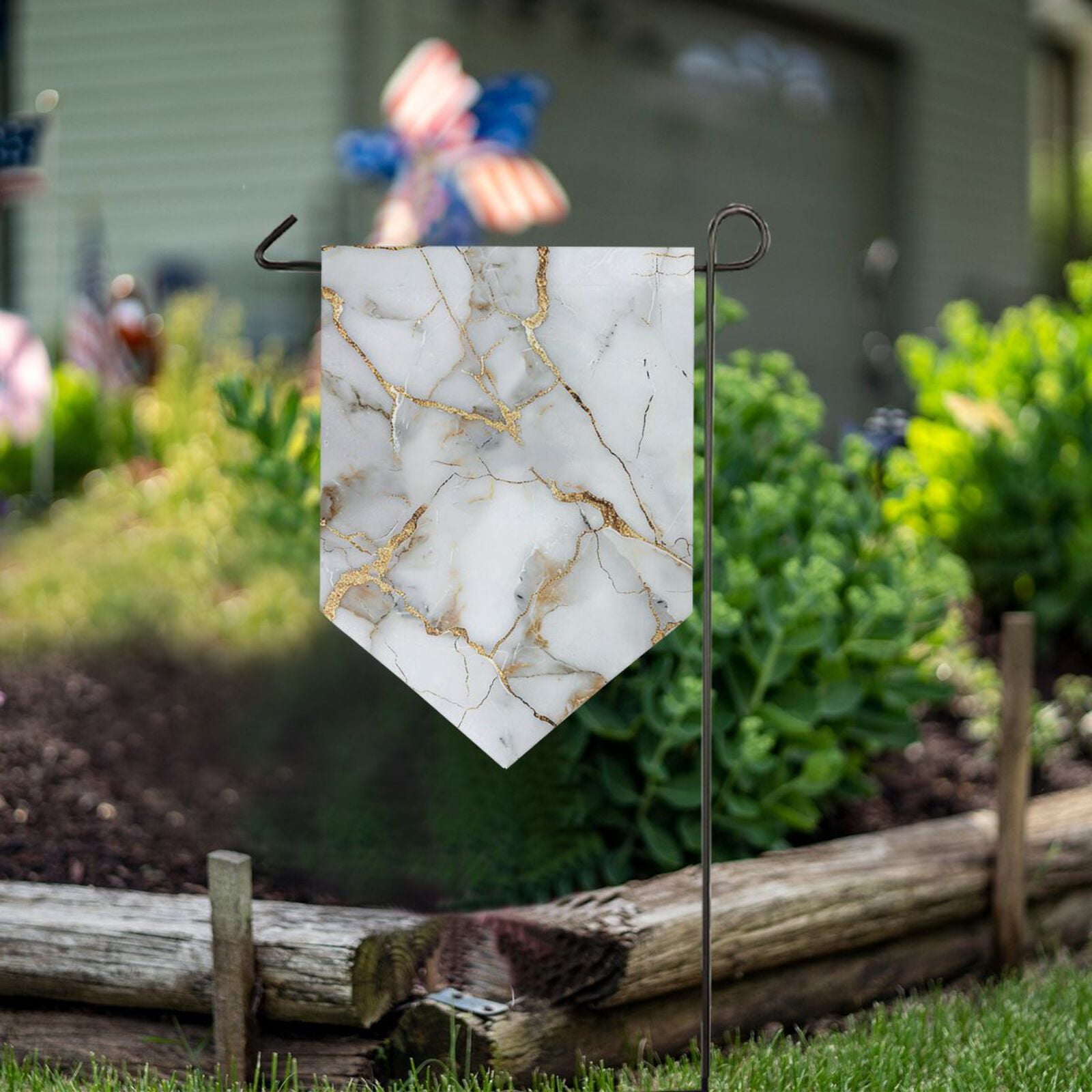 Marble Golden Cracks Garden Flag 18" x 12.5" Double Sided Yard Lawn ...