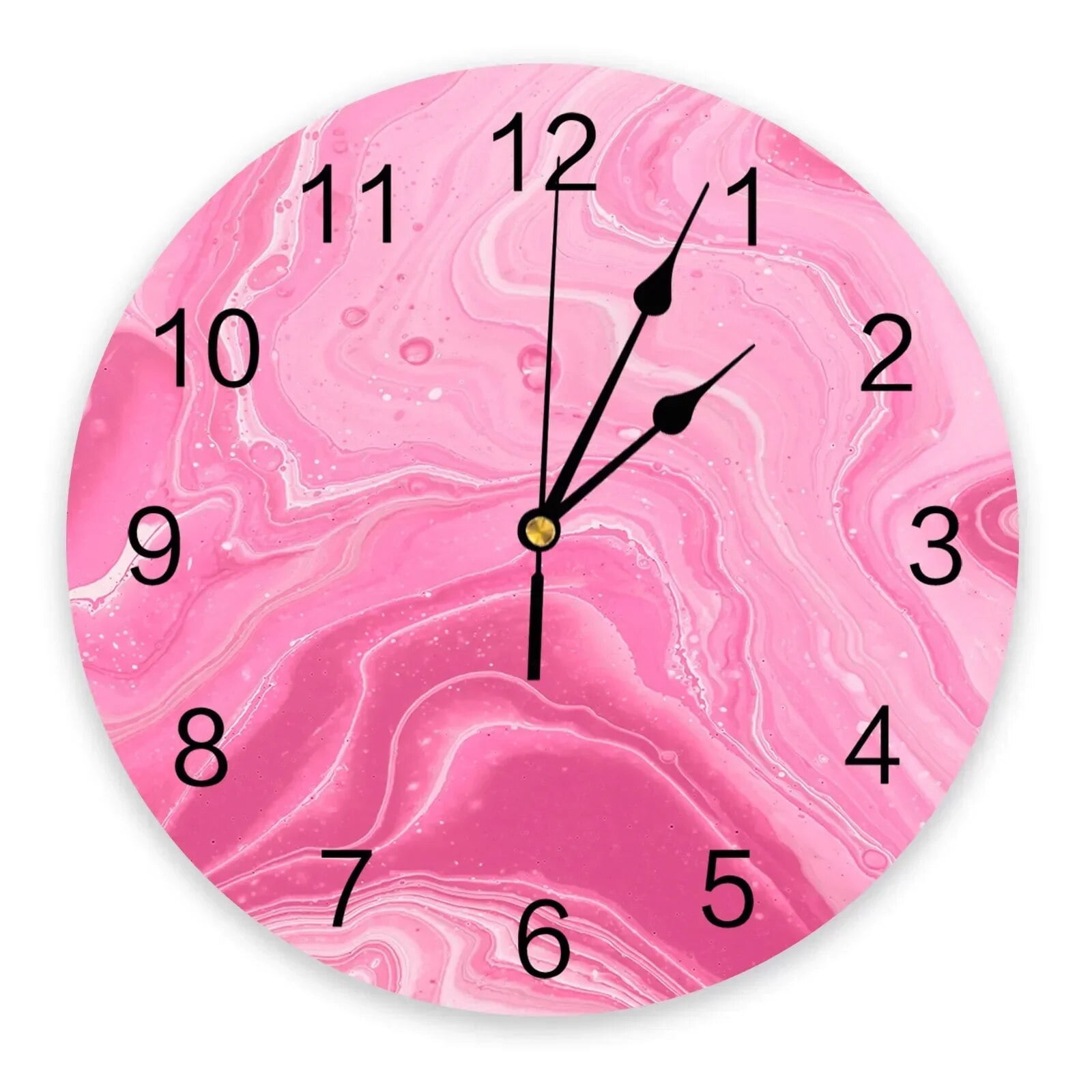 Marble Gradient Pink Design Wall Clocks Silent Home Cafe Office Wall ...