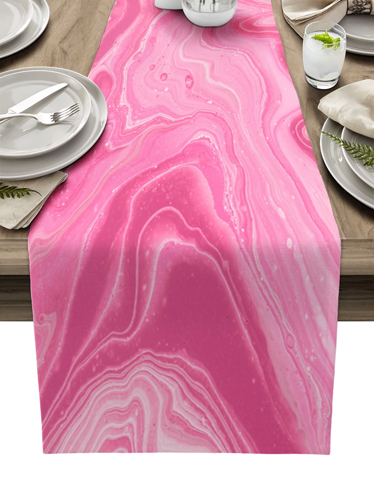 Marble Gradient Pink Table Runner for Dining Table Country r Anti-stain ...