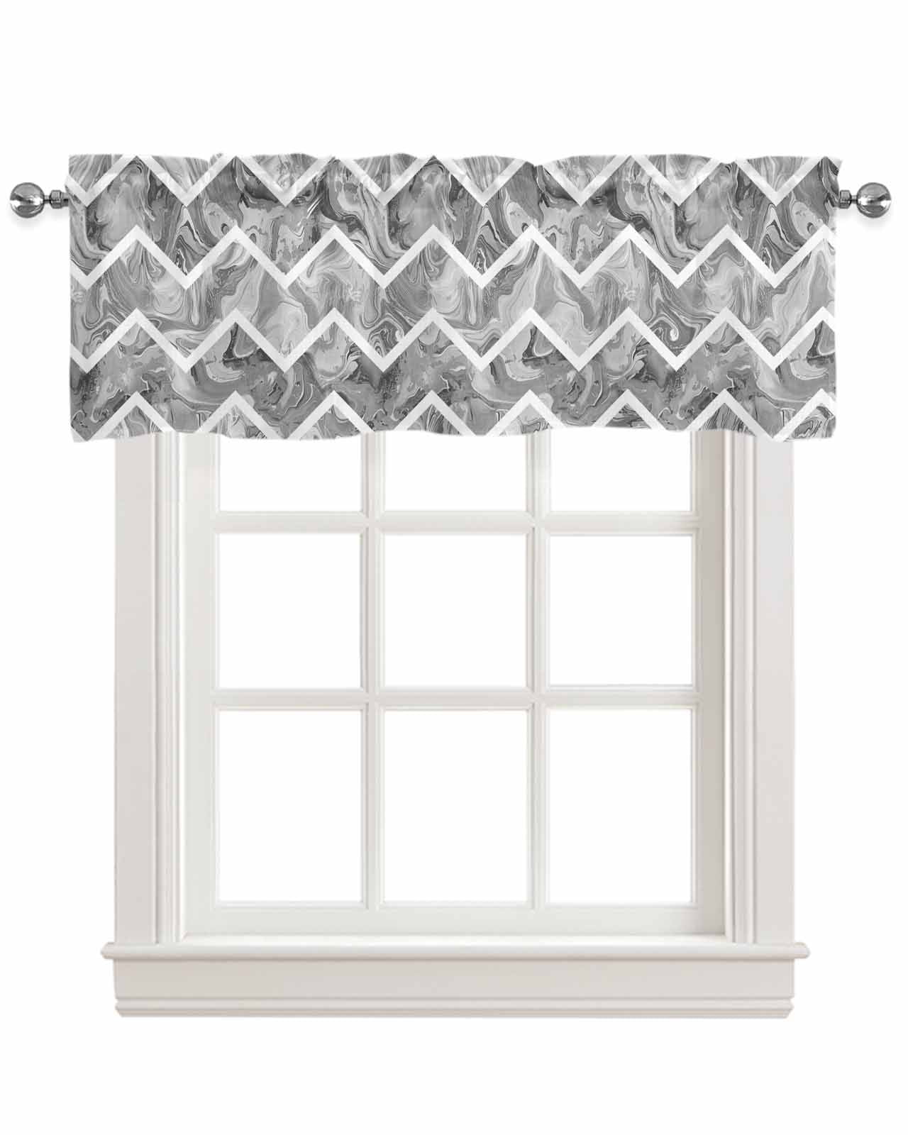 Marble Gray Linen Curtain Valance for Bedroom/Bathroom/Kitchen/Office ...