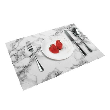 Romanstile Vinyl Placemats Set of 6, Dark Grey PU Table Mats 12X18 in ...
