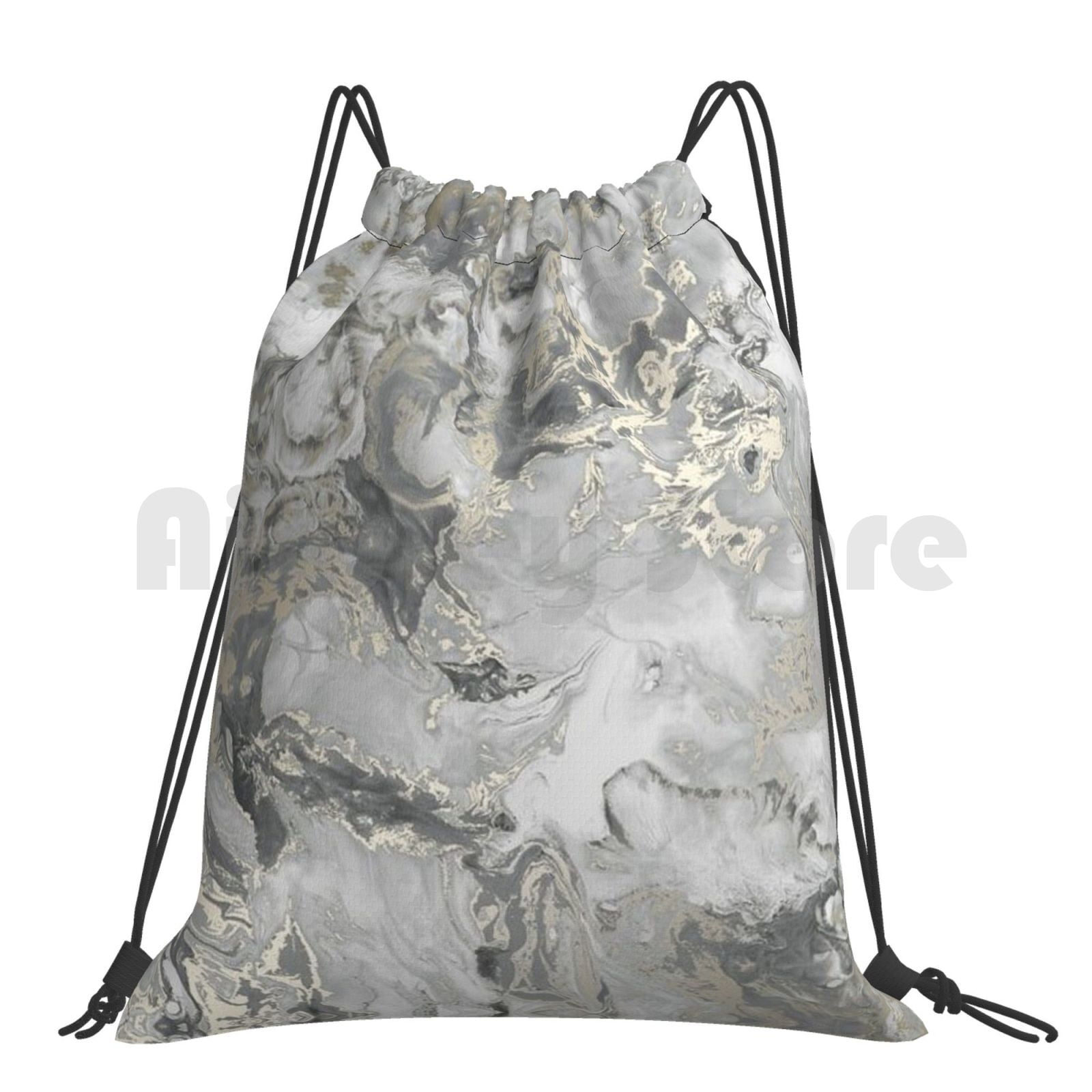 Marble Gray Silver Gold Backpack Drawstring Bag Riding Climbing Gym Bag Marble Gray Marble ...