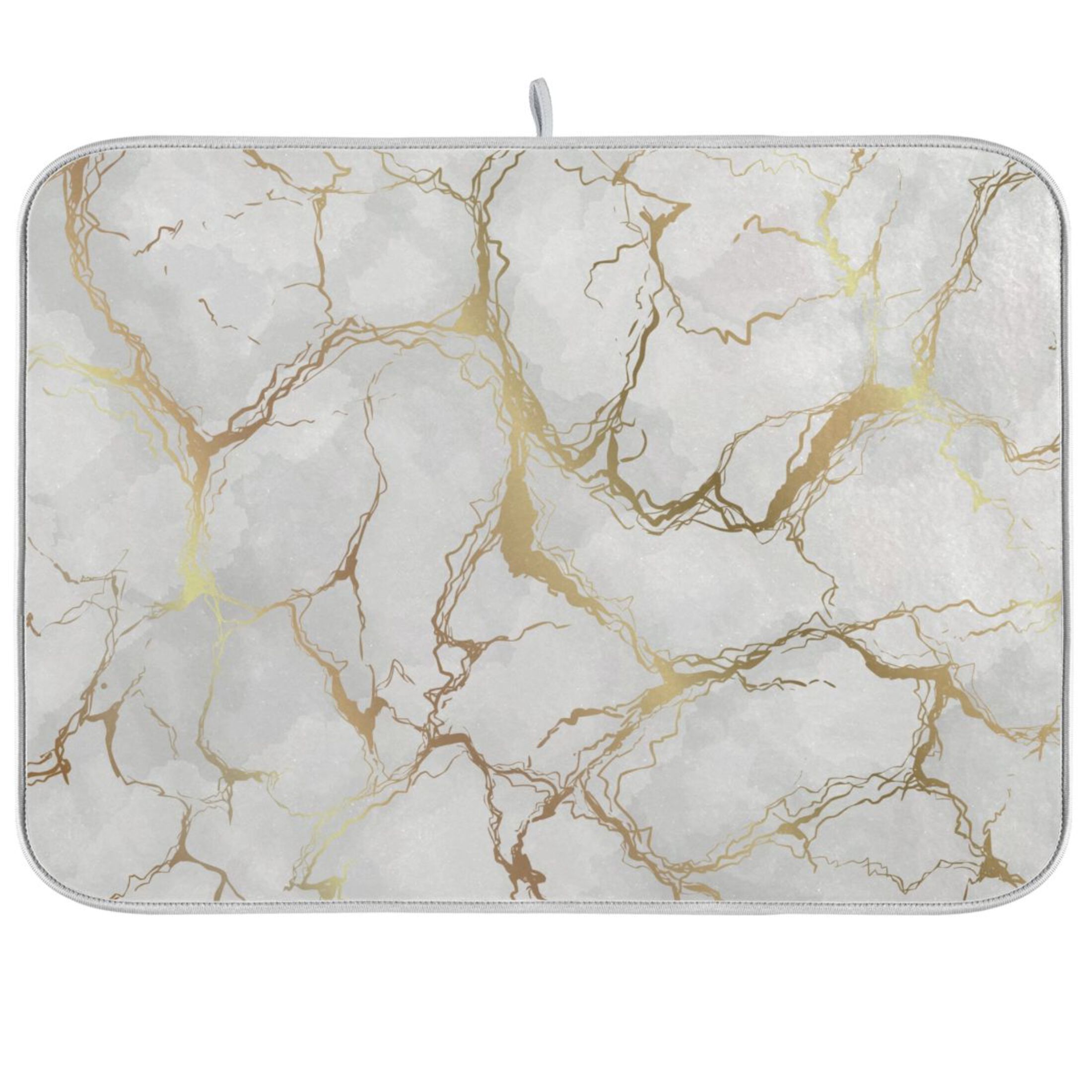 Marble Gray White Golden Dish Drying Mat Microfiber Kitchen Mats Large ...
