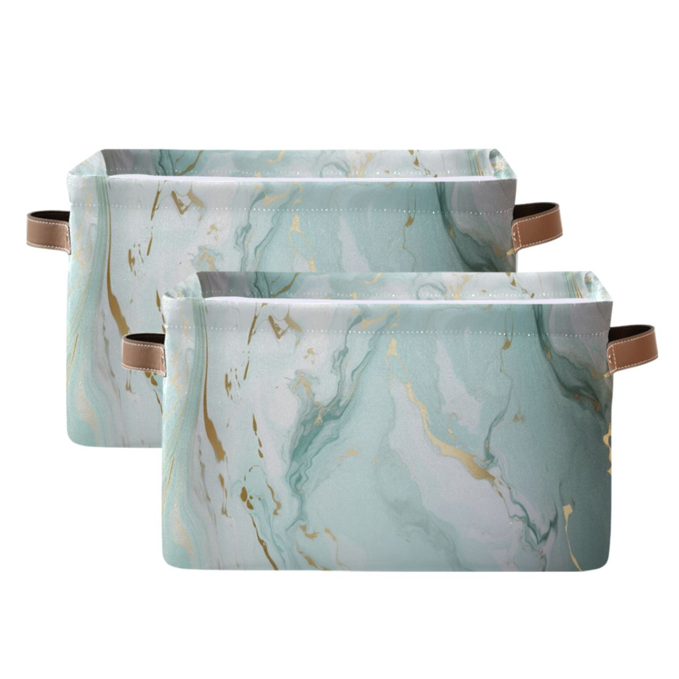 Marble Green Golden Storage Basket Large Bin Laundry Boxes Toys ...