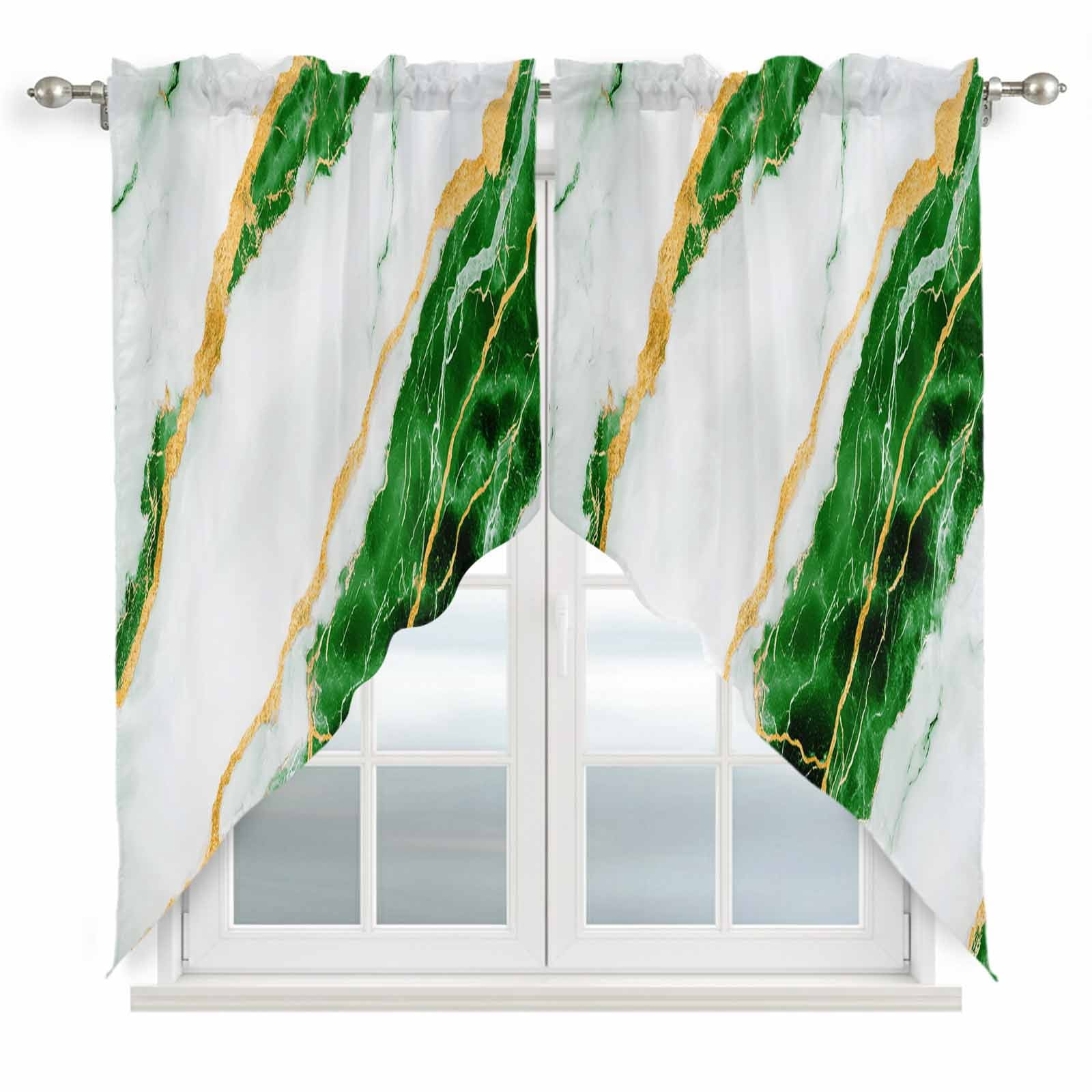 Marble Green Swag Curtains Gold Foil Ceramic Style Crack Scratch Swag ...