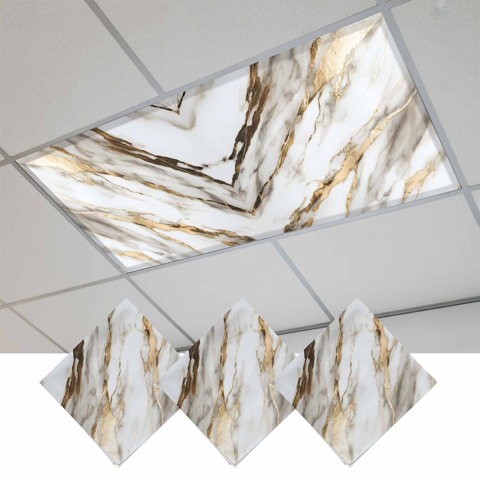 Marble Grey White Fluorescent Light Covers, Abstract Cracked Crystal ...
