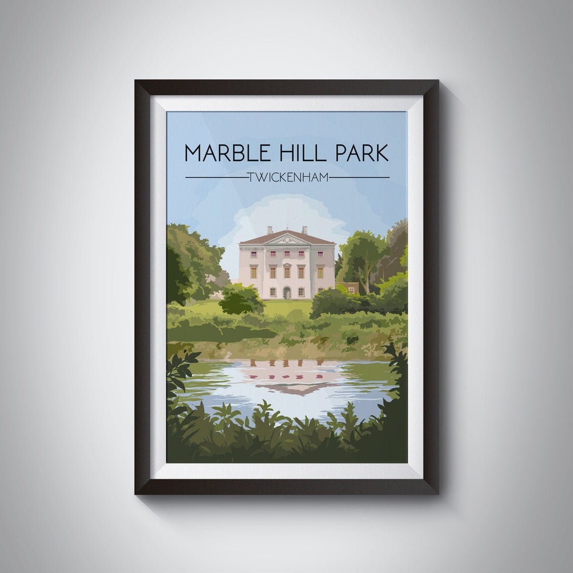 Marble Hill Park Travel Poster, Twickenham Print, Marble Hill House ...