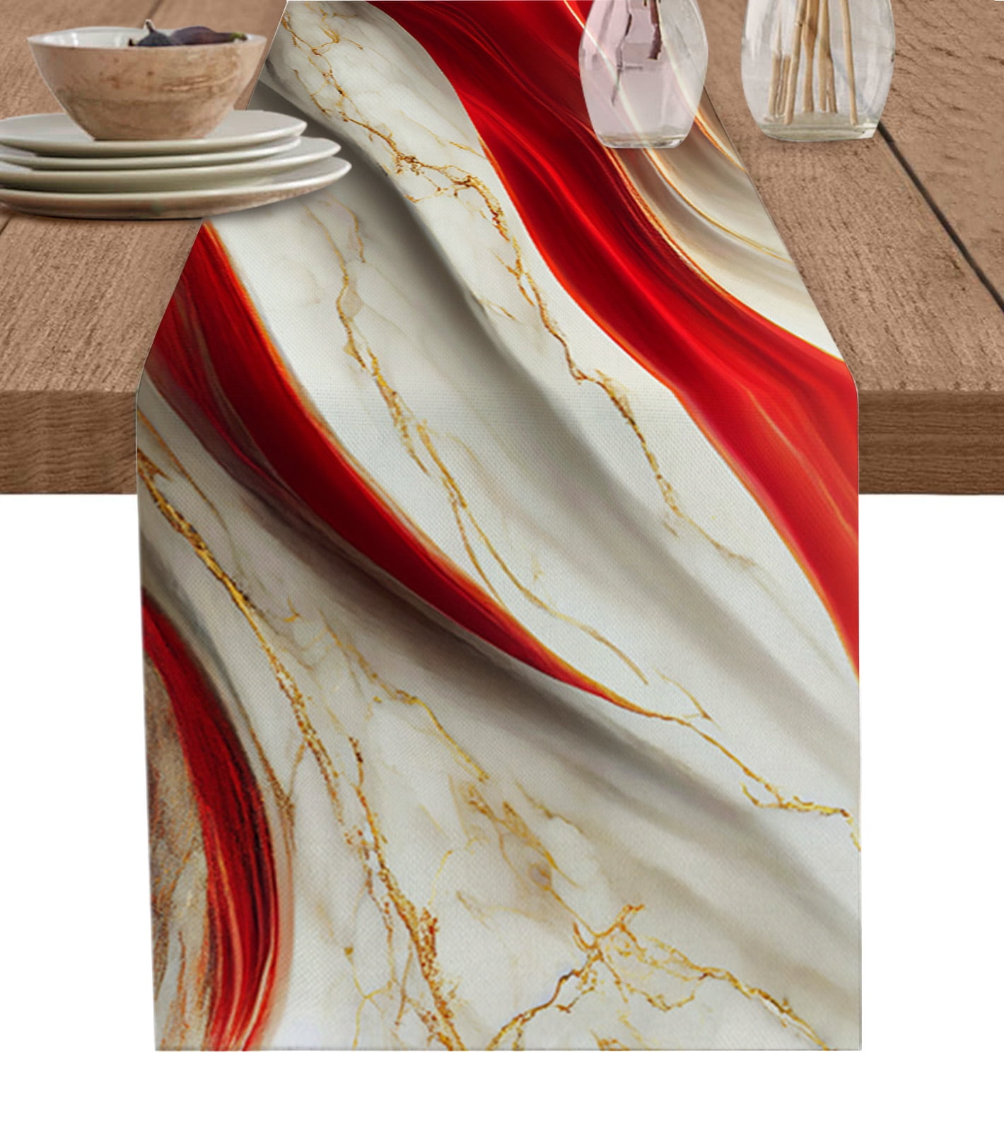 Marble Hycomb Texture Black Grey Table Runner Home Wedding Table Mat Centerpieces ration Party ...