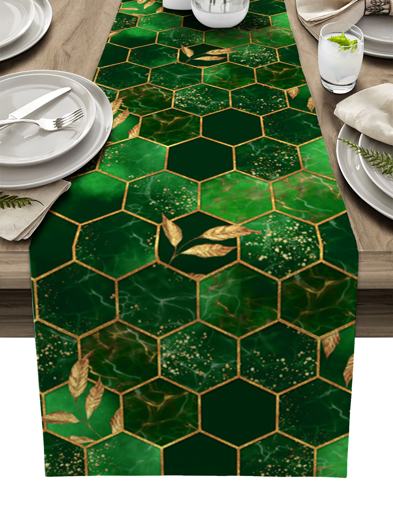 Marble Hycomb Texture Black Grey Table Runner Home Wedding Table Mat ...