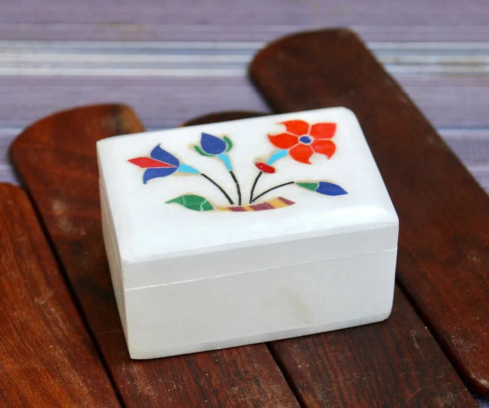 Marble Keepsake Box Handmade Stone Inlay Arts - Walmart.com