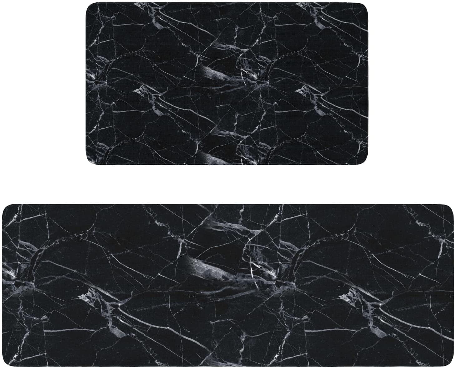 Marble Kitchen Mats Set 2 Pieces Super Waterproof Non-Slip Burlap Weave ...