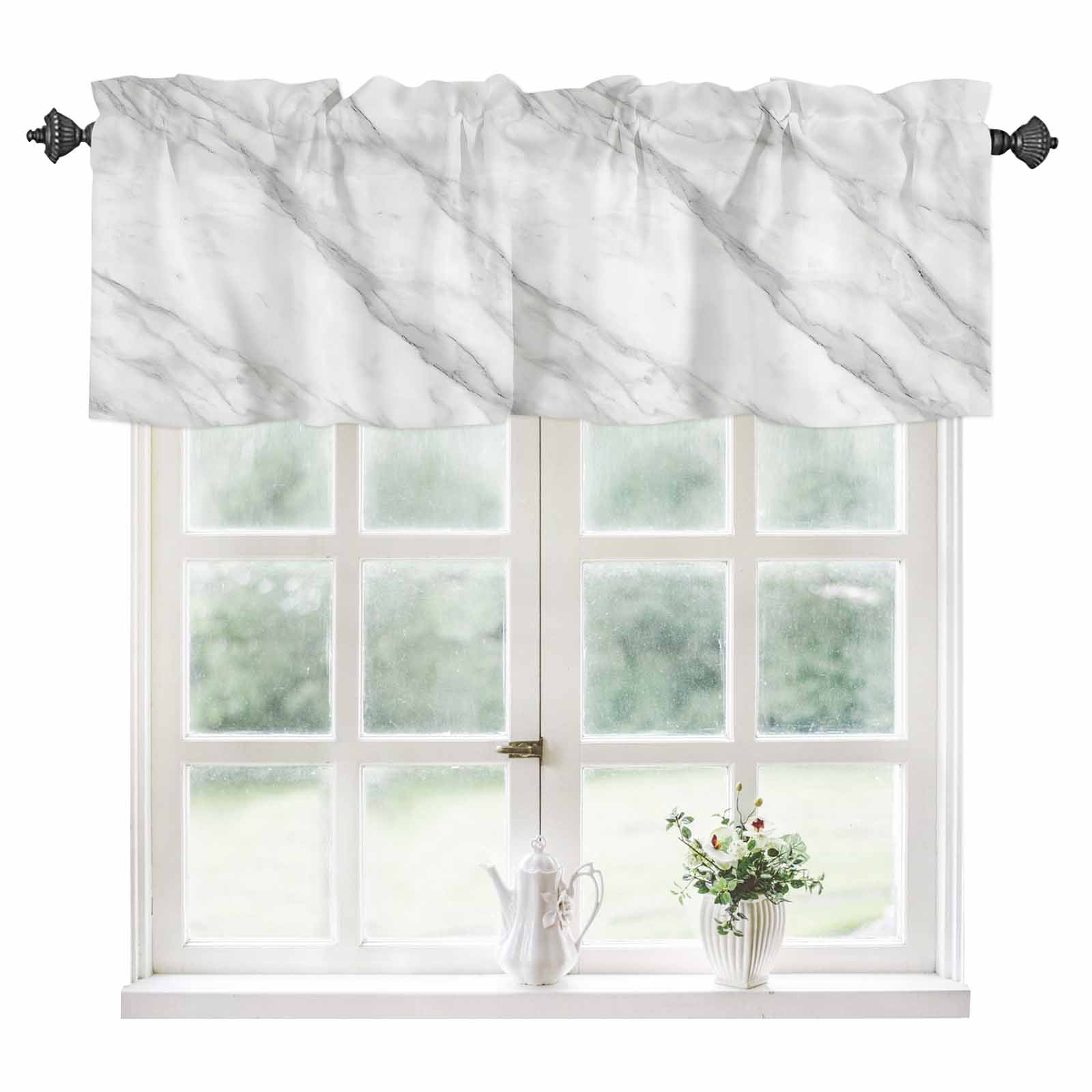 Marble Kitchen Valances for Windows 60x18 Inch Kitchen Curtains ...