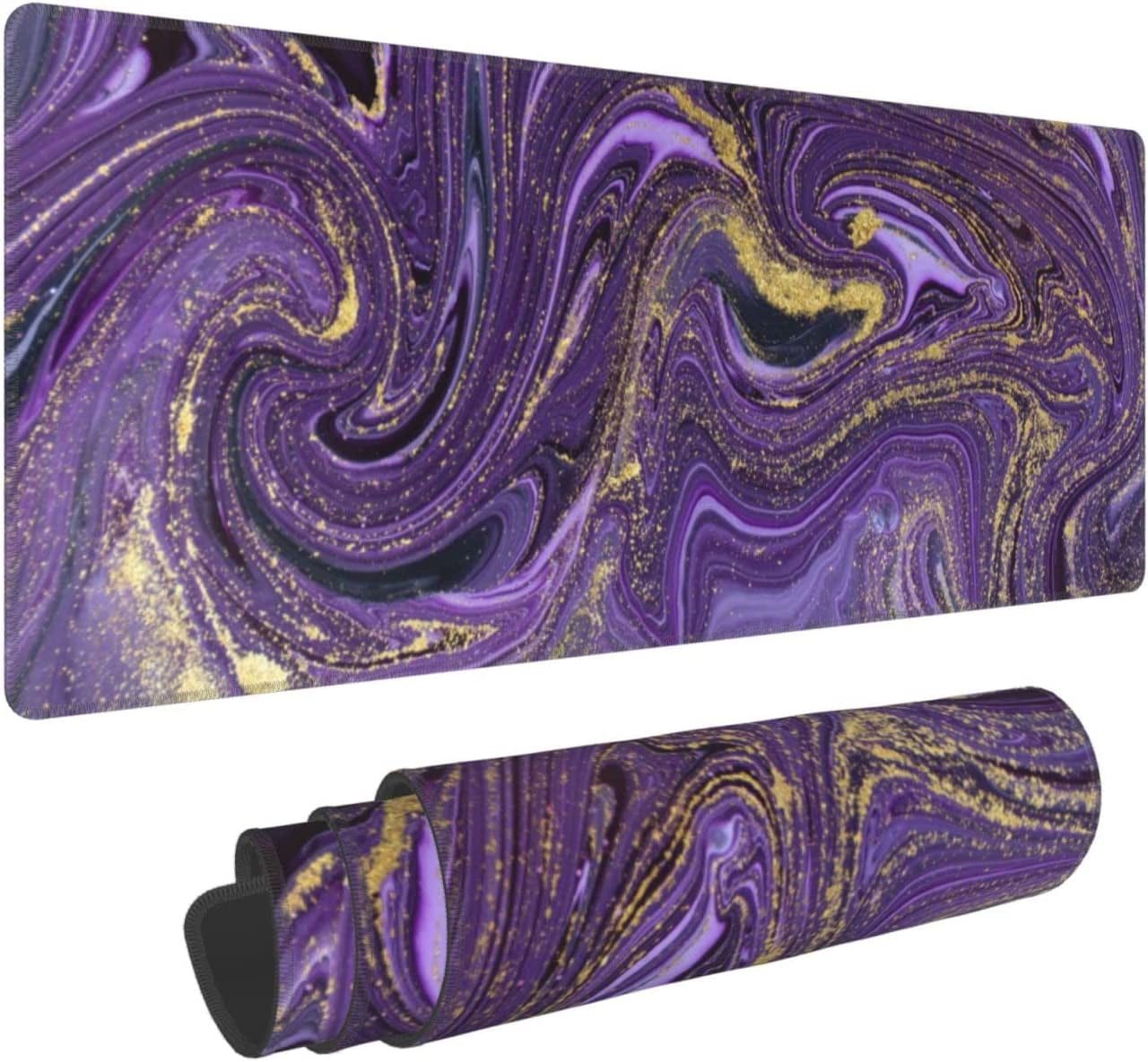 Marble Large Gaming Mouse Pad, Computer Desk Mat Design with Violet ...