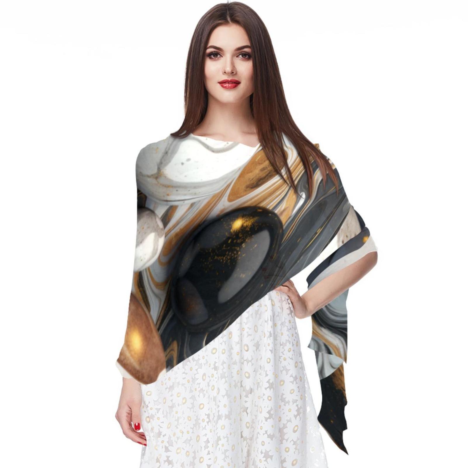 Marble Light and Breathable Chiffon Yarn Silk scarf for Women ...
