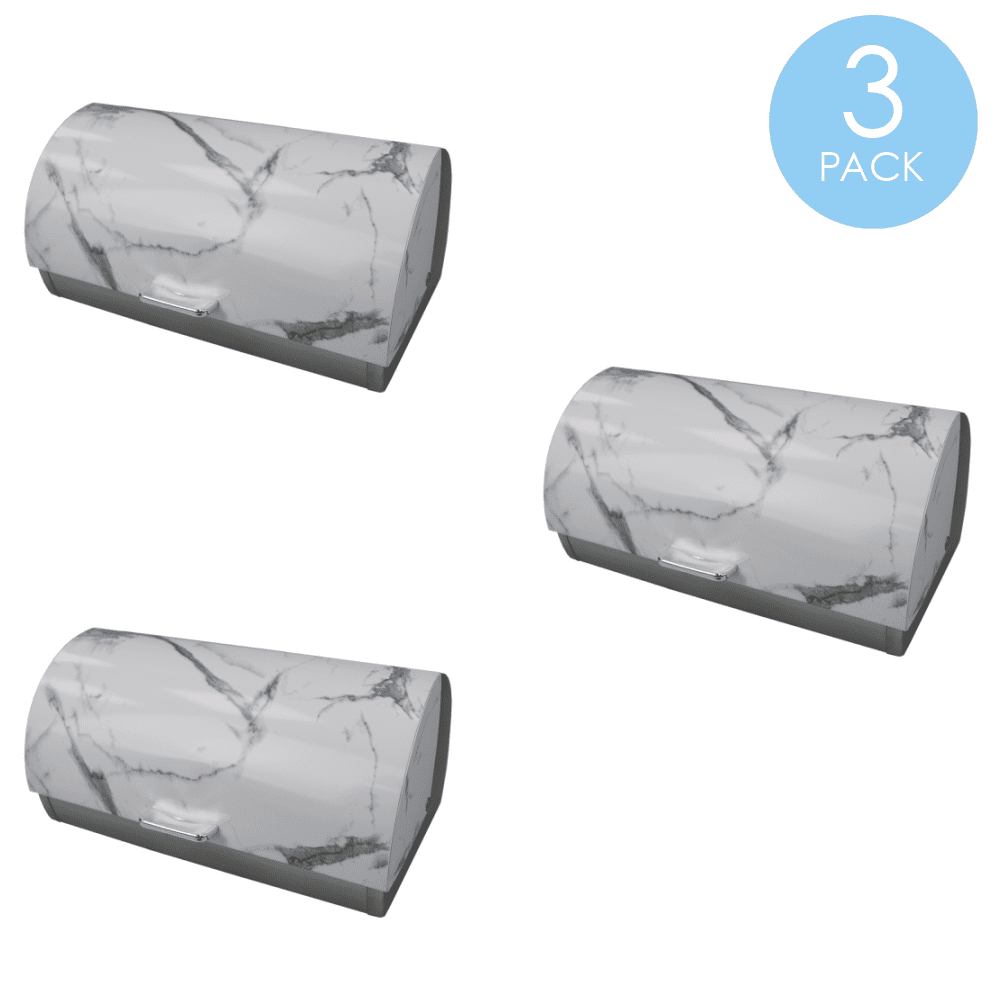 Marble Like Roll Top Lid Steel Bread Box, White - Walmart.com