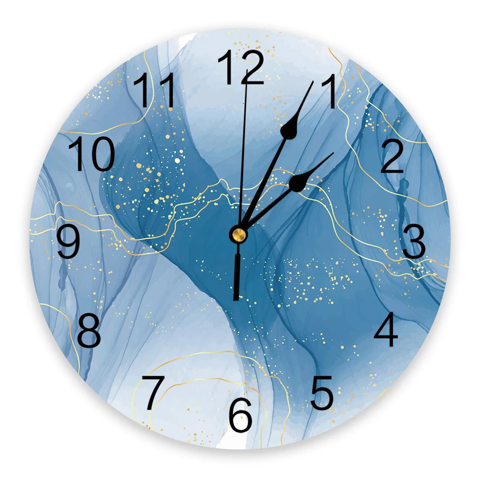 Marble Line Gold Gradient Overlap Blue Large Wall Clock Dinning ...