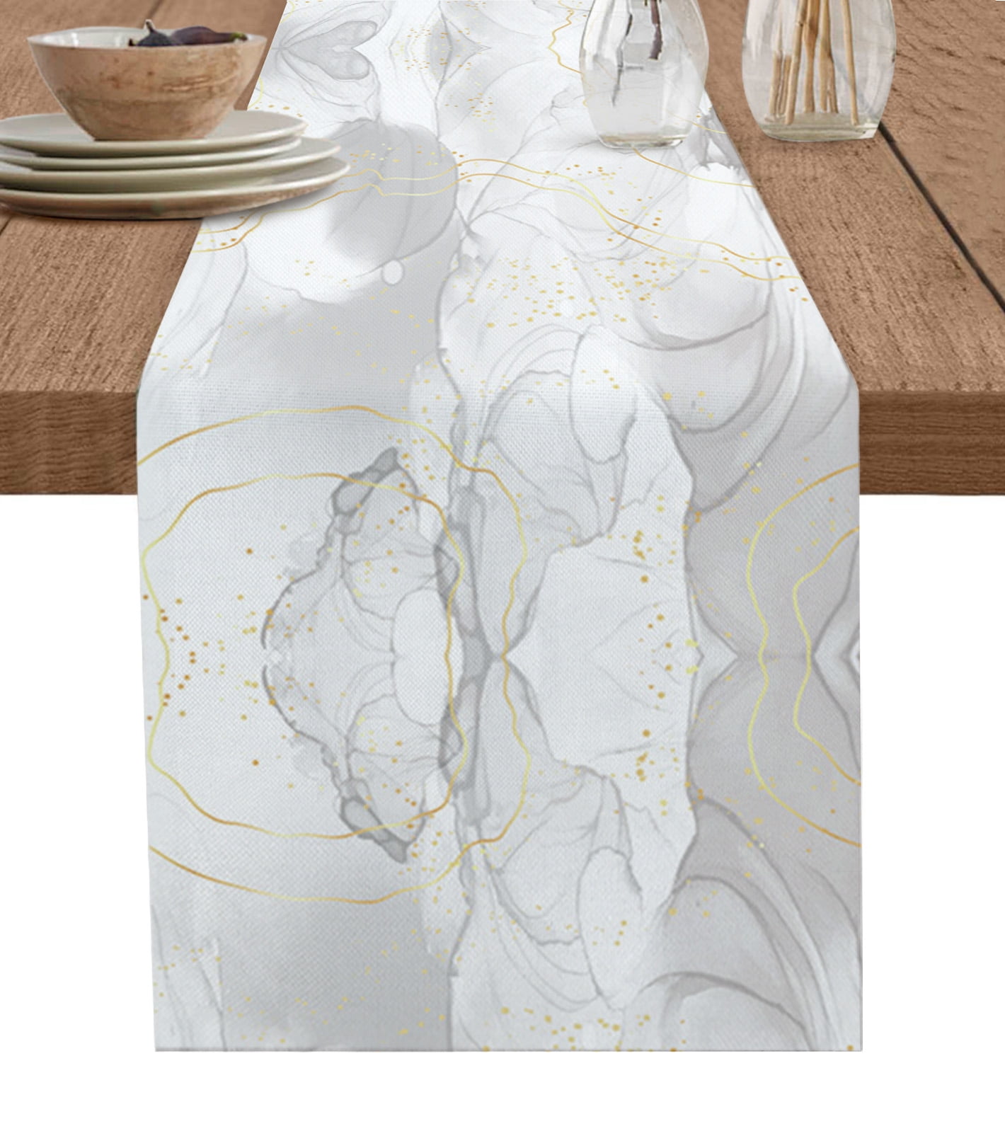 Marble Line Gold Gradient Overlap Gray Table Runner ration Home r ...