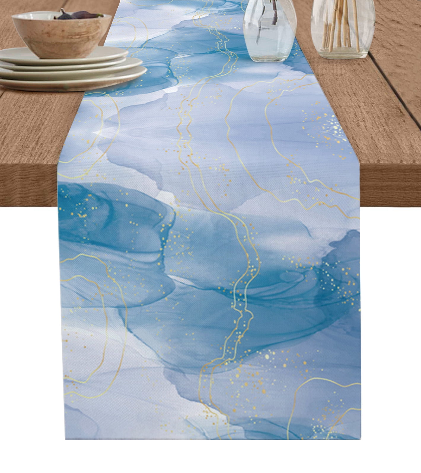 Marble Line Gold Overlap Gradient Table Runner ration Home r Dinner ...
