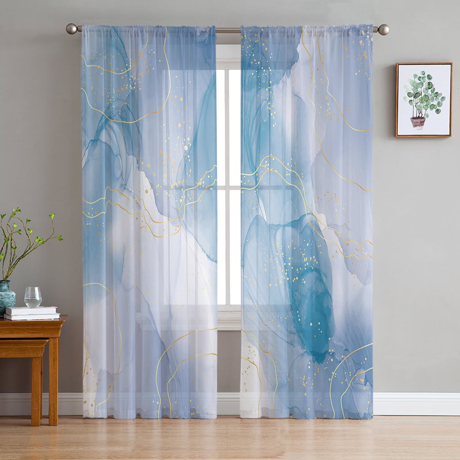 Marble Line Gold Overlap Gradient TextureTulle Curtains ration Modern ...