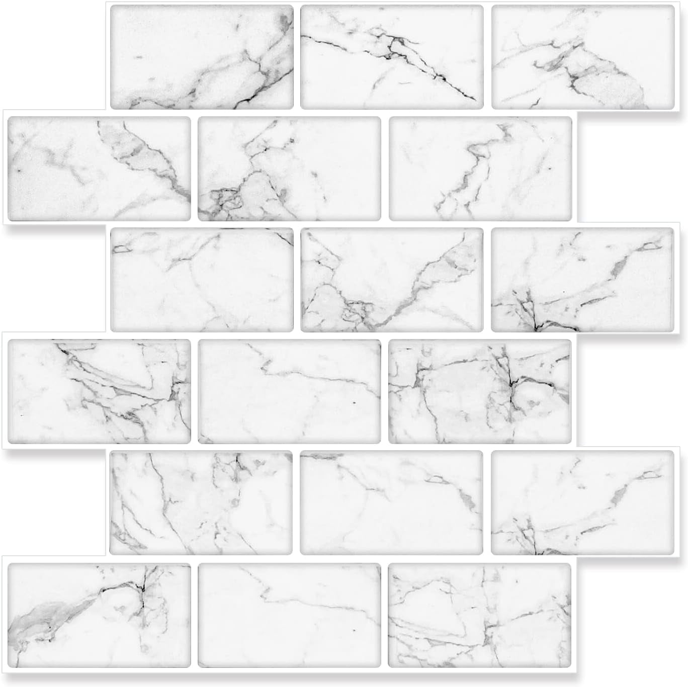 Marble Look Stick on Tiles Kitchen Backsplash (Thicker Design), 10 ...