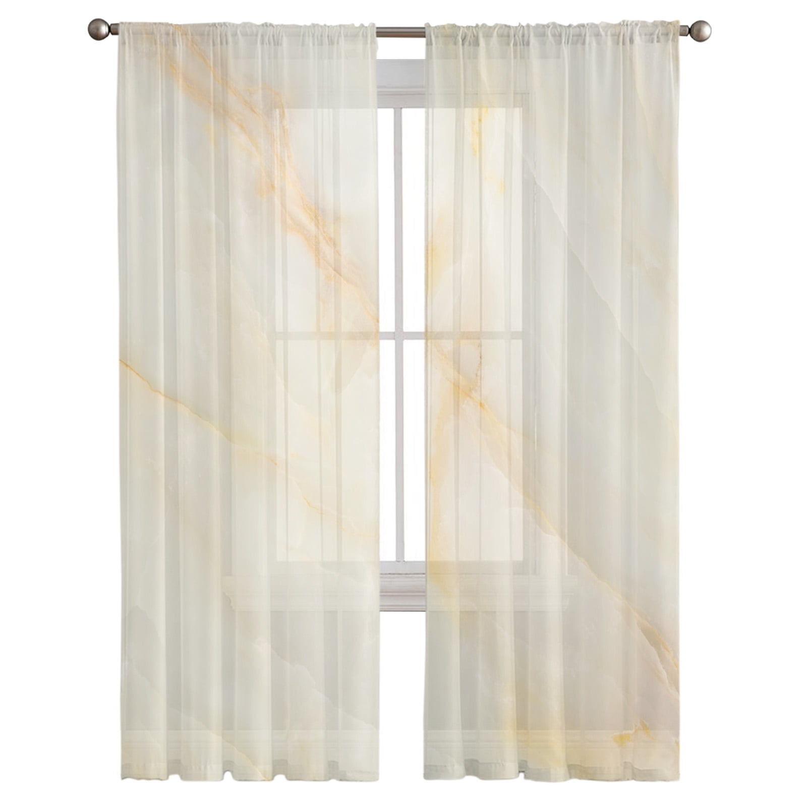 Marble Material Texture Sheer Curtain for Living Room Bedroom Voile ...