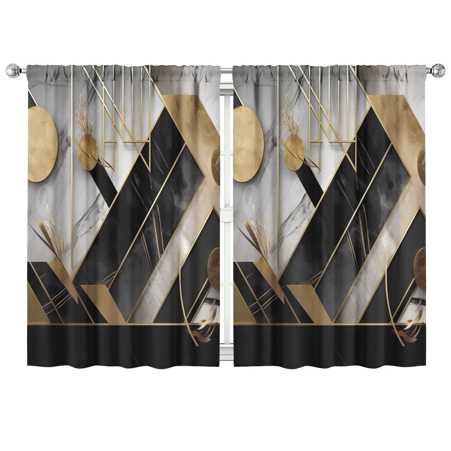 Marble Modern Geometric Flowers Abstract Curtains-blackout Curtains ...