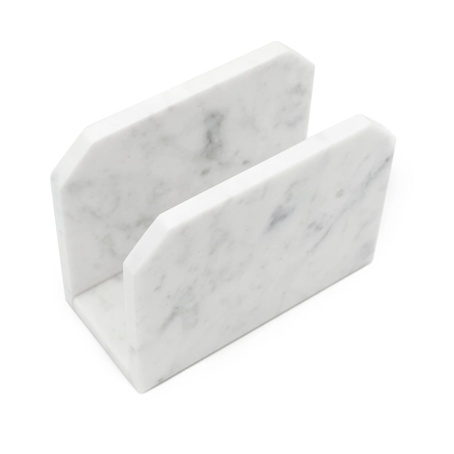 Marble Napkin Holder Natural Carrara White Stone Vertical Upright Stand ...