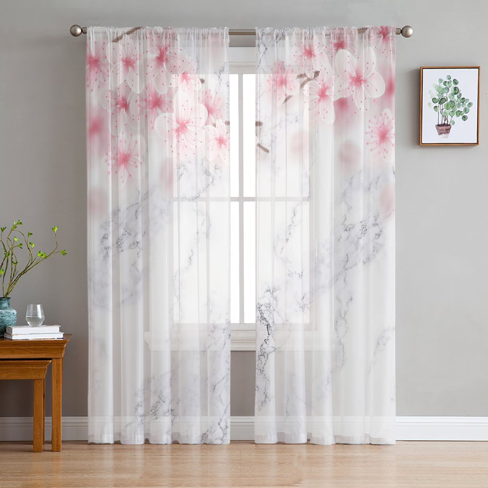Marble Nordic Style Tulle Curtains For Living Room Bedroom Transparent ...