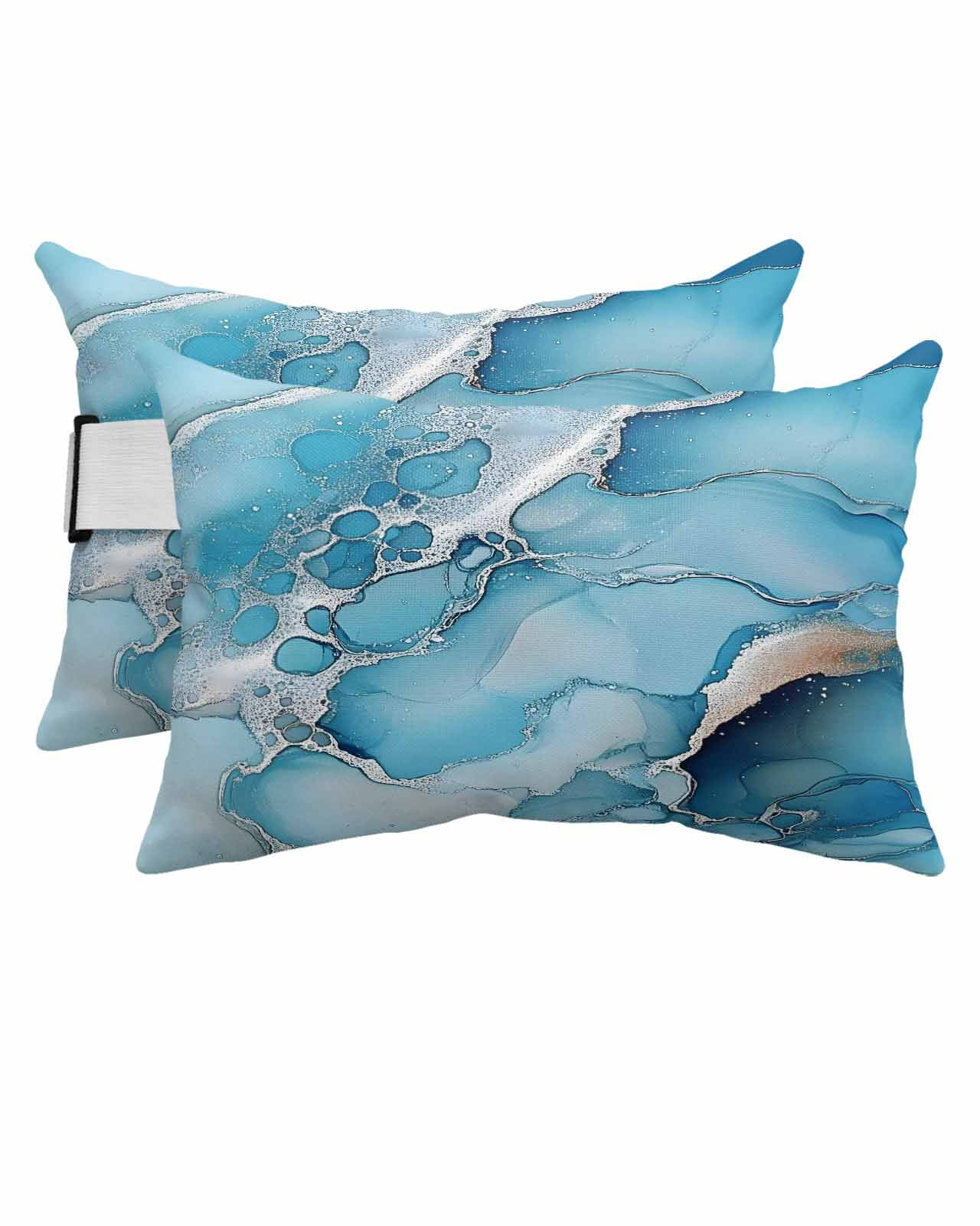 Marble Outdoor Head Resting Pillows with Insert Abstract Art Blue ...