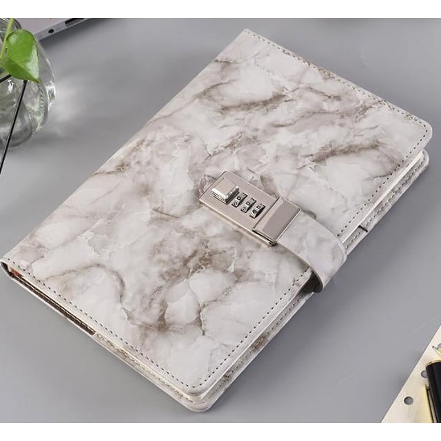 Marble Password Notepad Notes Journal Diary Note Book With Code Lock ...