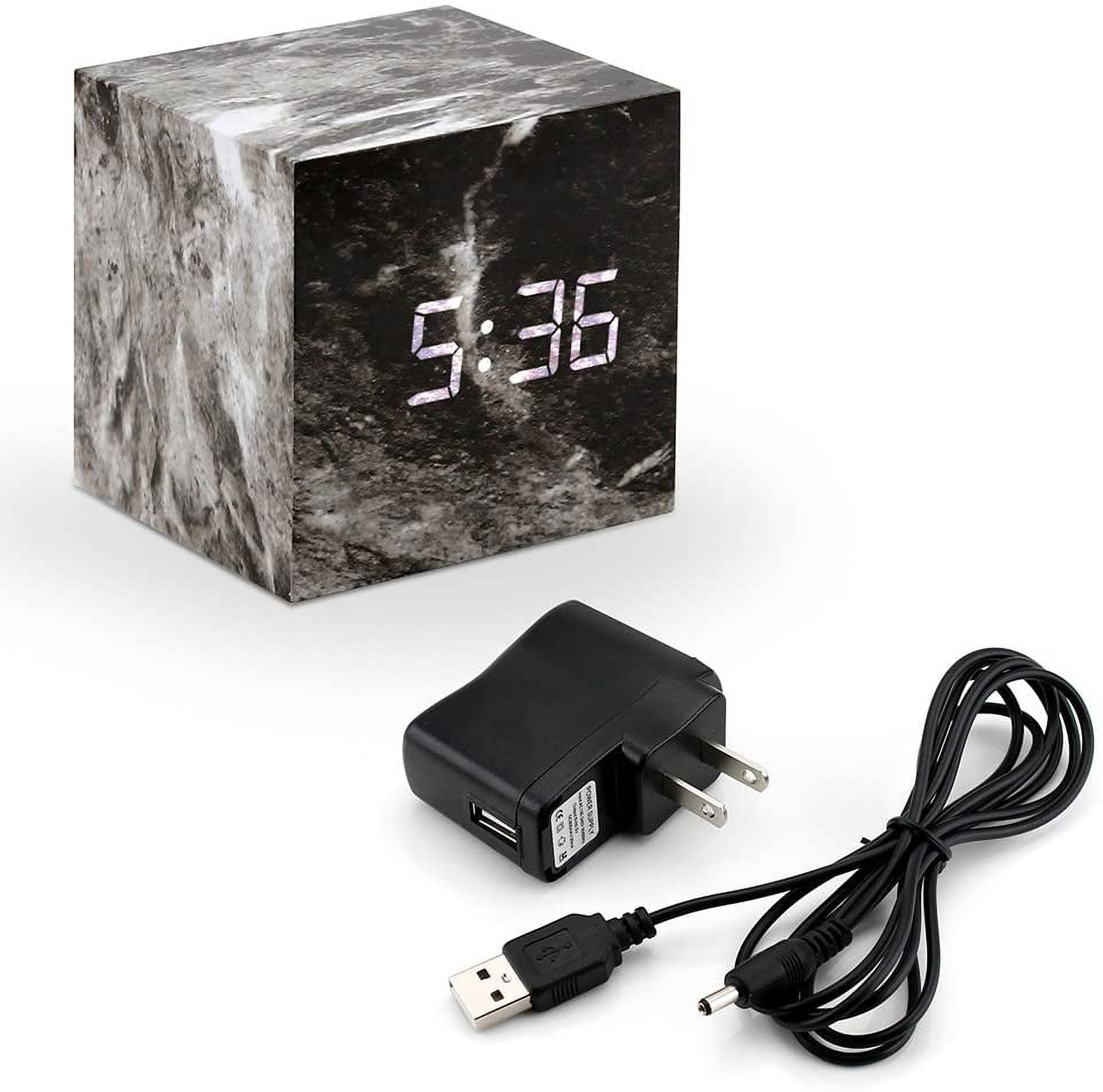 Marble Pattern Alarm Clock, Fashion Multi-Function LED Alarm Clock Cube ...