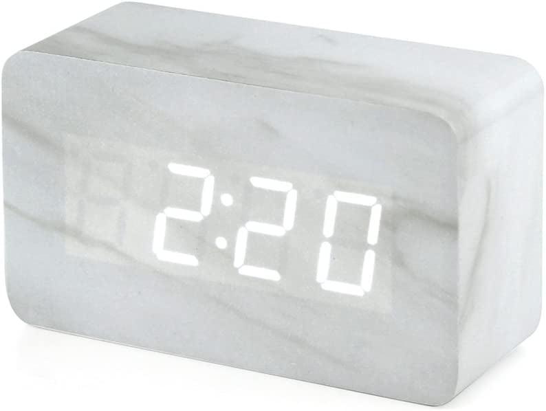 Marble Pattern Alarm Clock, Fashion Multi-Function LED Digital Alarm ...