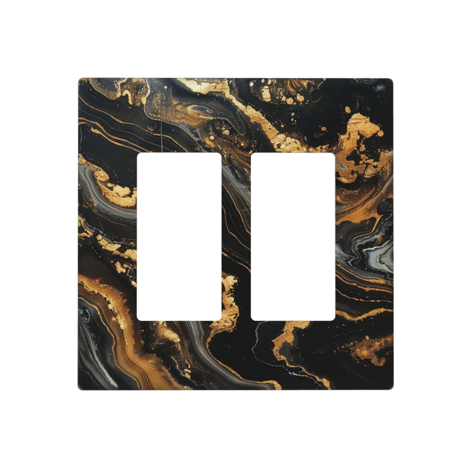 Marble Pattern Black Gold Switch Cover Decorative Wall Plate / 2-Gang ...