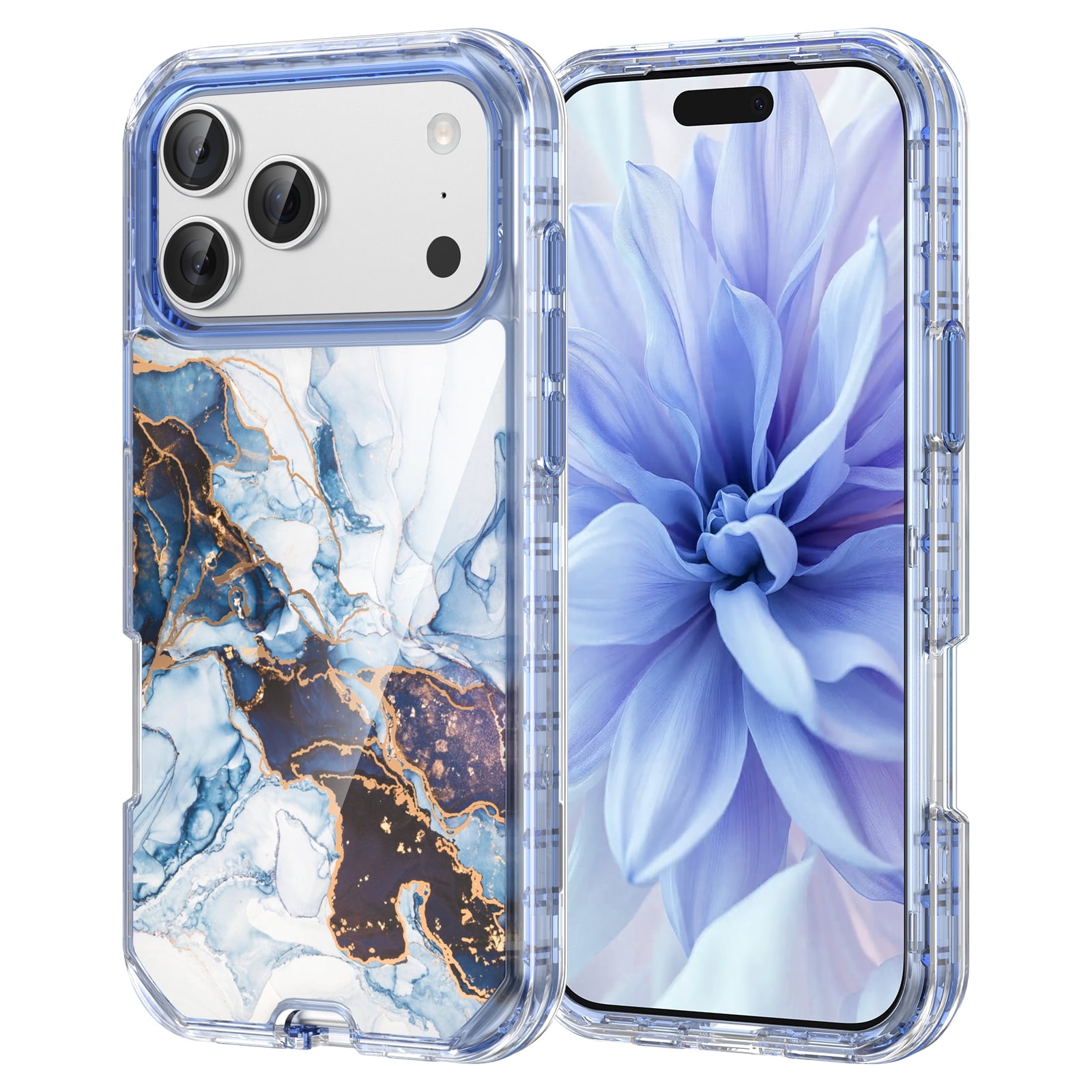 Marble Pattern Case for iPhone 17 Pro Max,Cute Heavy Duty 3 in 1 Full ...