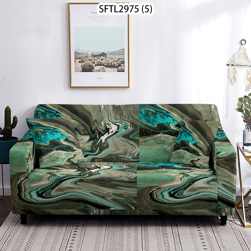 Marble Pattern Couch Cover Strech Cover New L-Shape Home 1/2/3/4-Seater ...