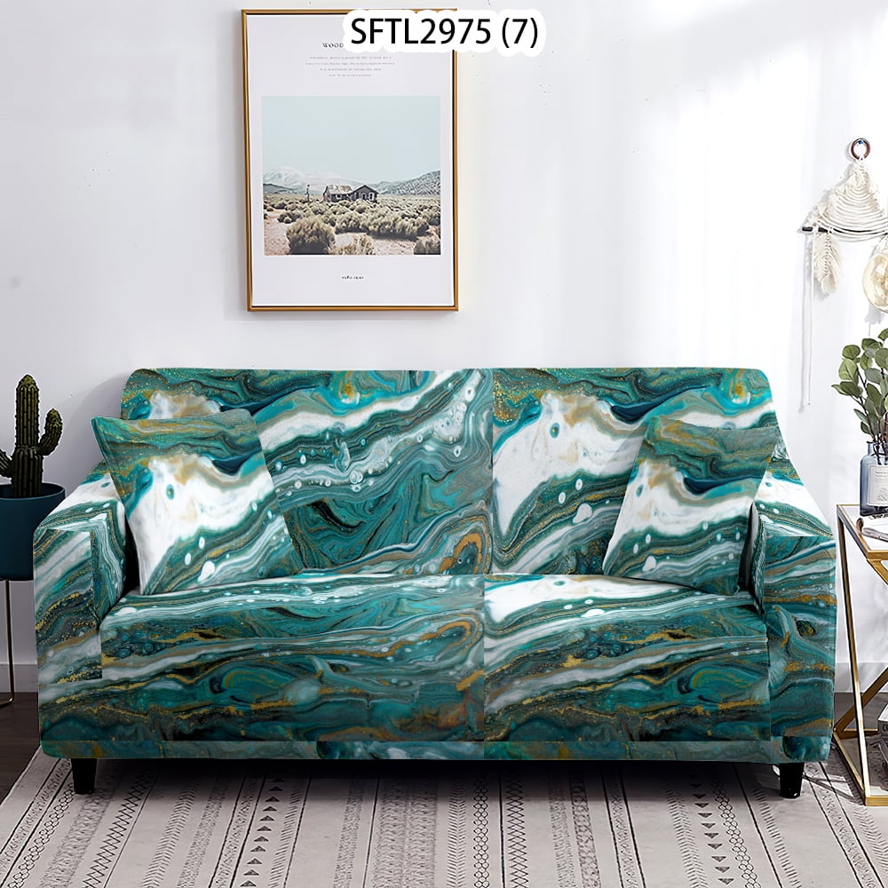 Marble Pattern Couch Cover Strech Cover New L-Shape Home 1/2/3/4-Seater ...