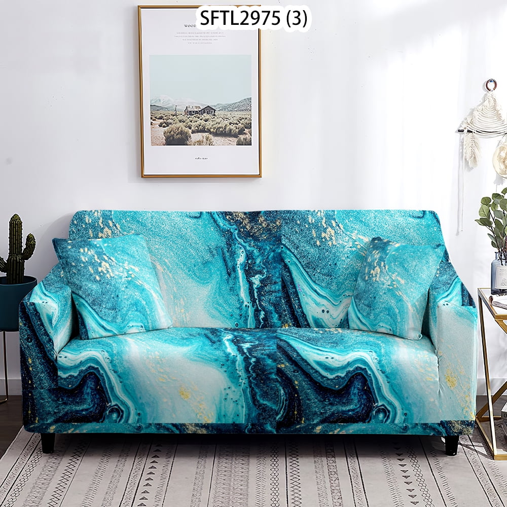 Marble Pattern Couch Cover Strech Cover New L-Shape Home 1/2/3/4-Seater ...