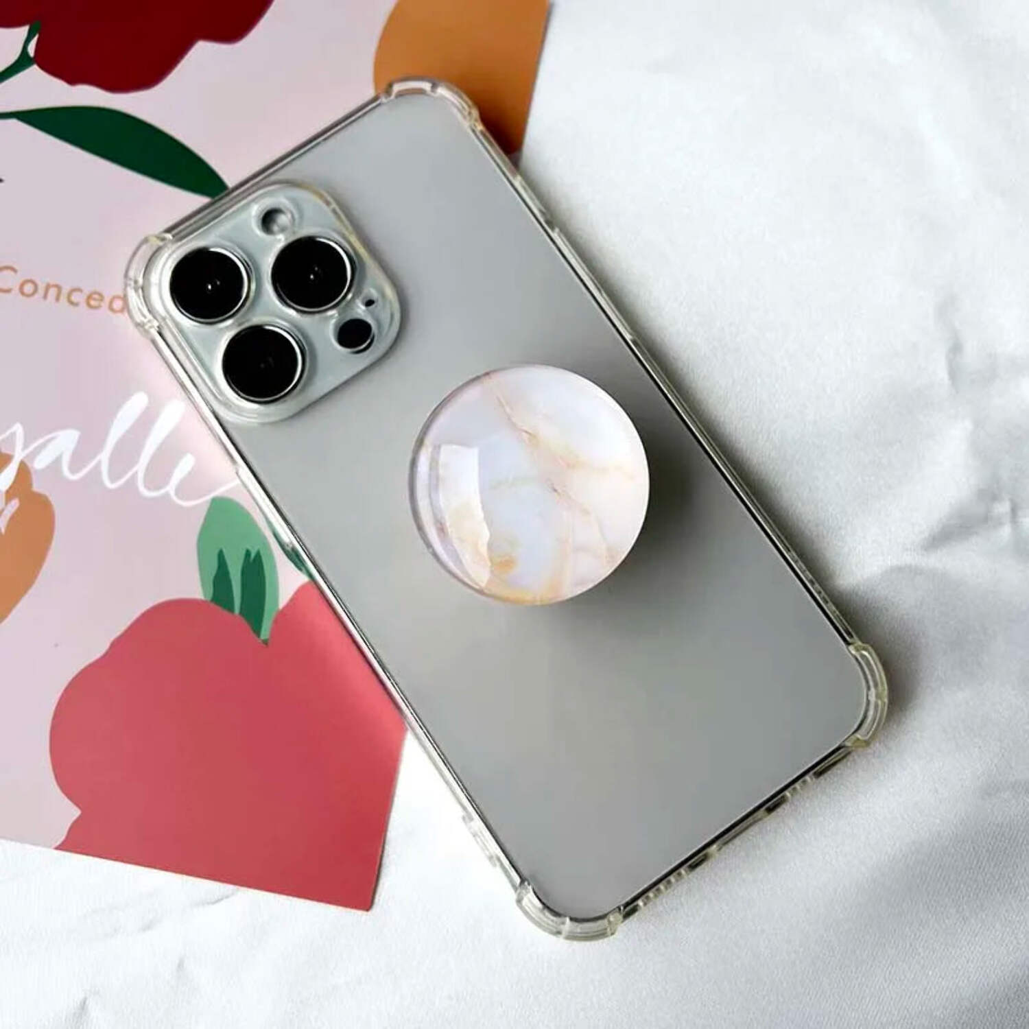 Marble Pattern Crystal Glass Phone Holder Foldable mobile phone Socket ...