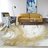 Marble Pattern Modern Abstract Area Rugs White Grey Gold Soft Carpet ...