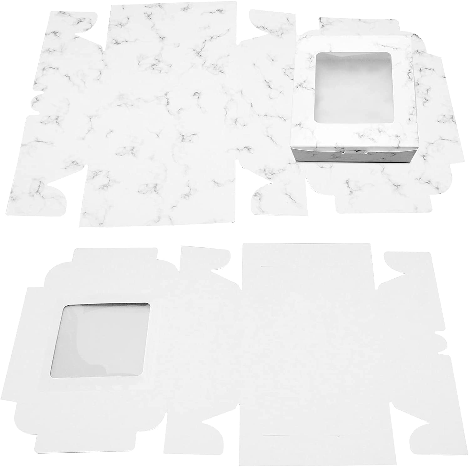 Marble Pattern Paper Cardboard Jewelry Boxes with PVC Window Square ...
