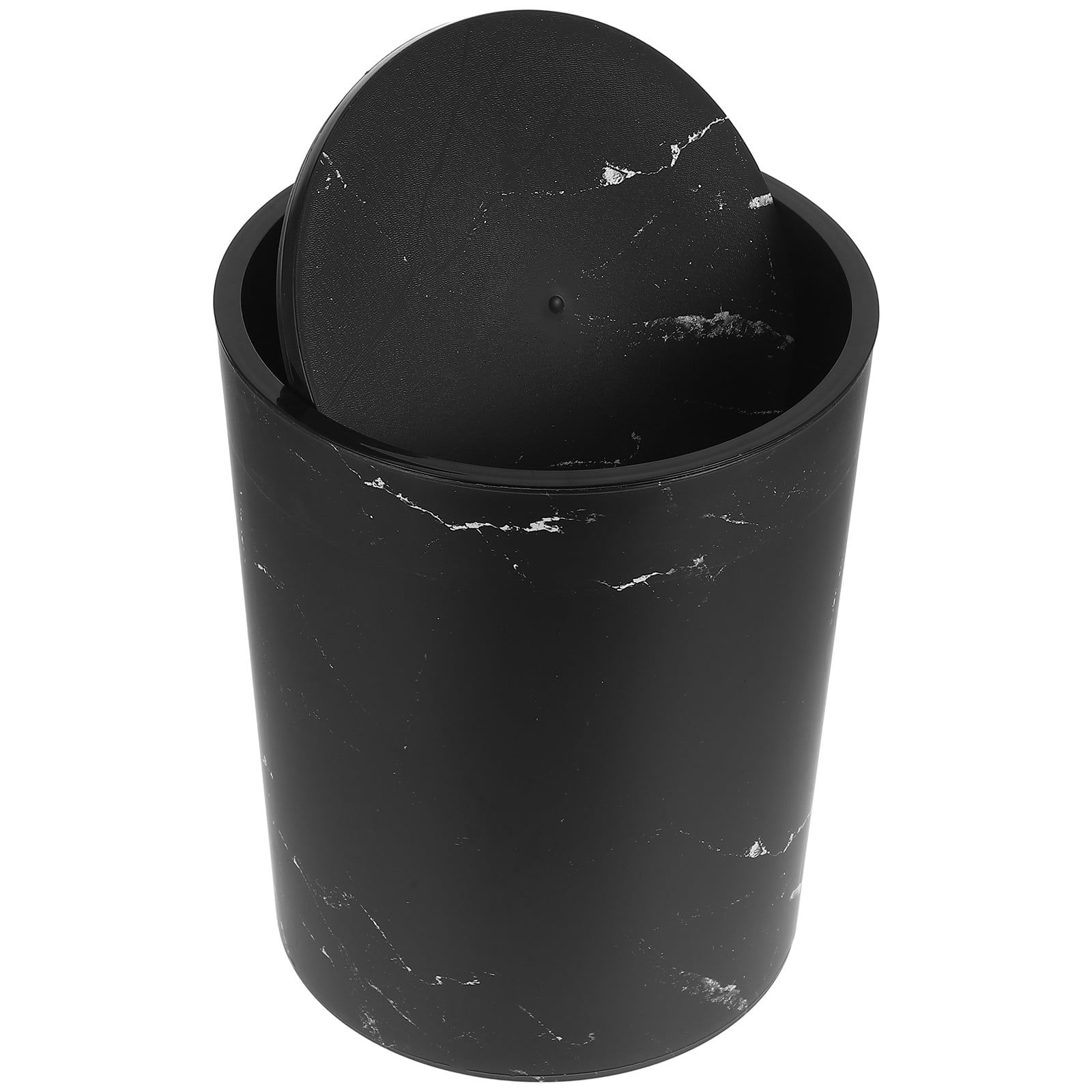 Marble Pattern Waste Bin Plastic Round Trash Can Home Office Garbage ...