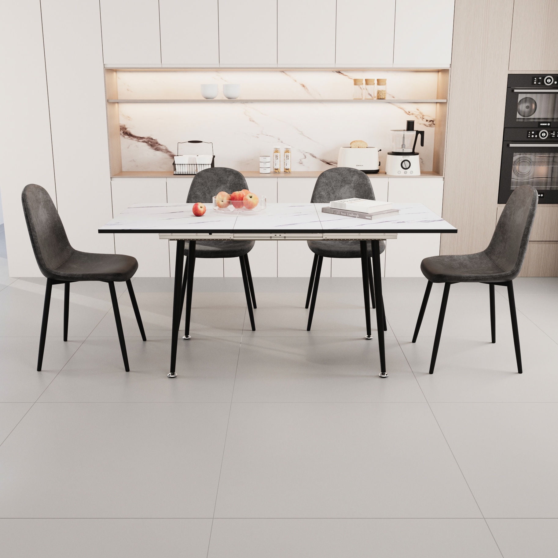 Marble Patterns & Metal Base - Slender Table Legs - Family Meals - Easy ...